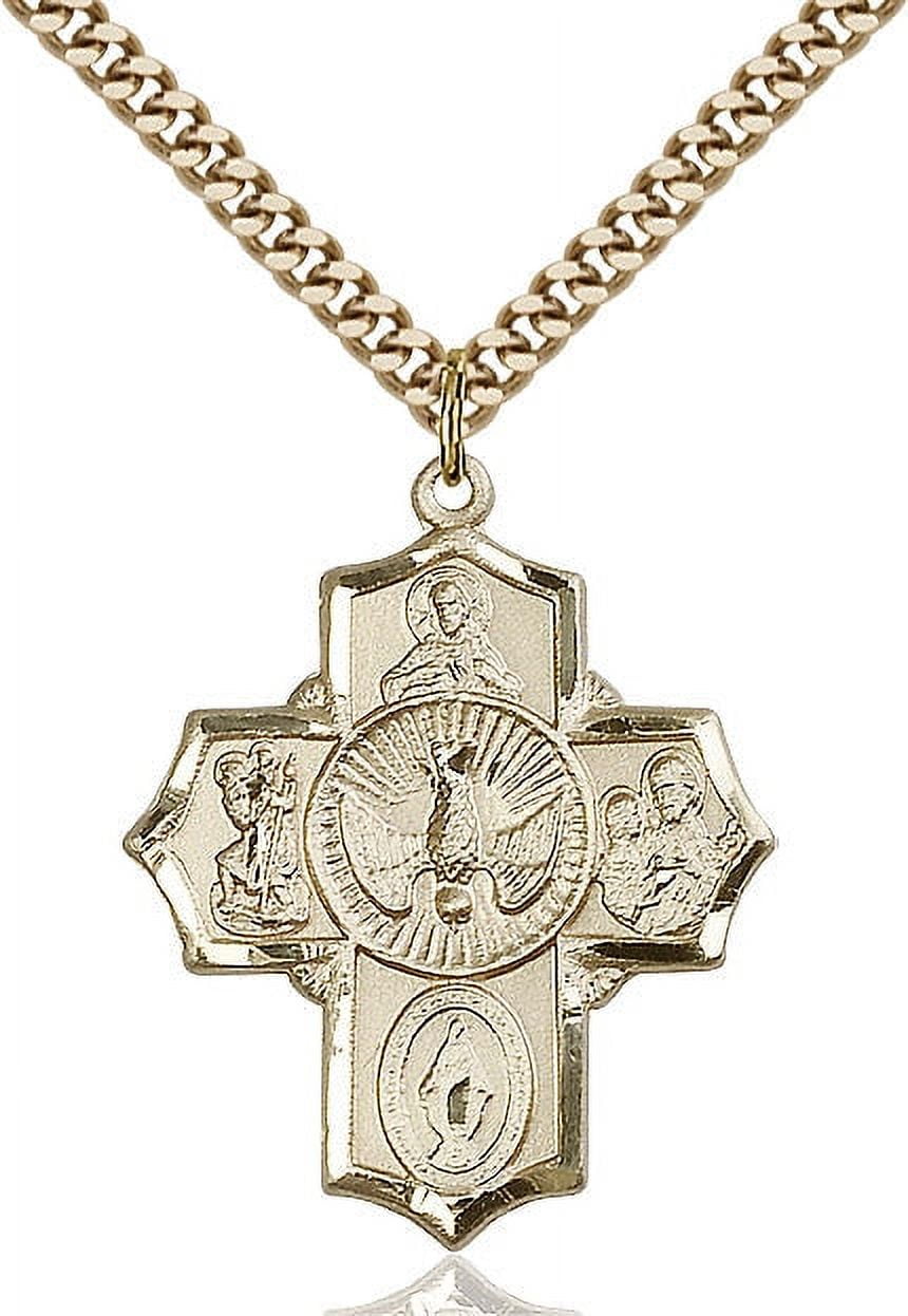 Extel Large 14kt Gold Filled Traditional Catholic 5-Way Cross Cruciform ...