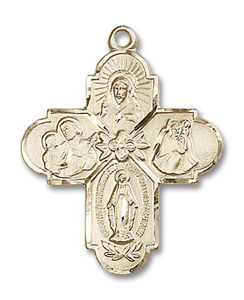 Extel Large 14kt Gold Traditional Catholic 4-Way Cross Cruciform Medal ...