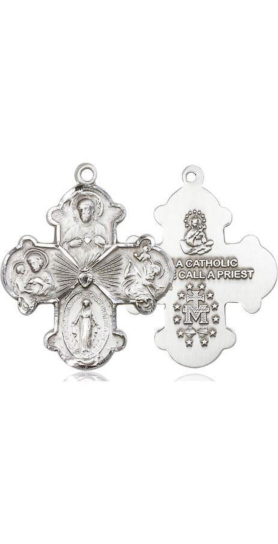 Extel Large Pewter Traditional Catholic 4-Way Cross Cruciform Medal ...