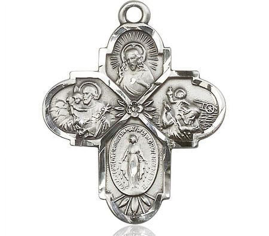 Extel Large Pewter Traditional Catholic 4-Way Cross Cruciform Medal ...