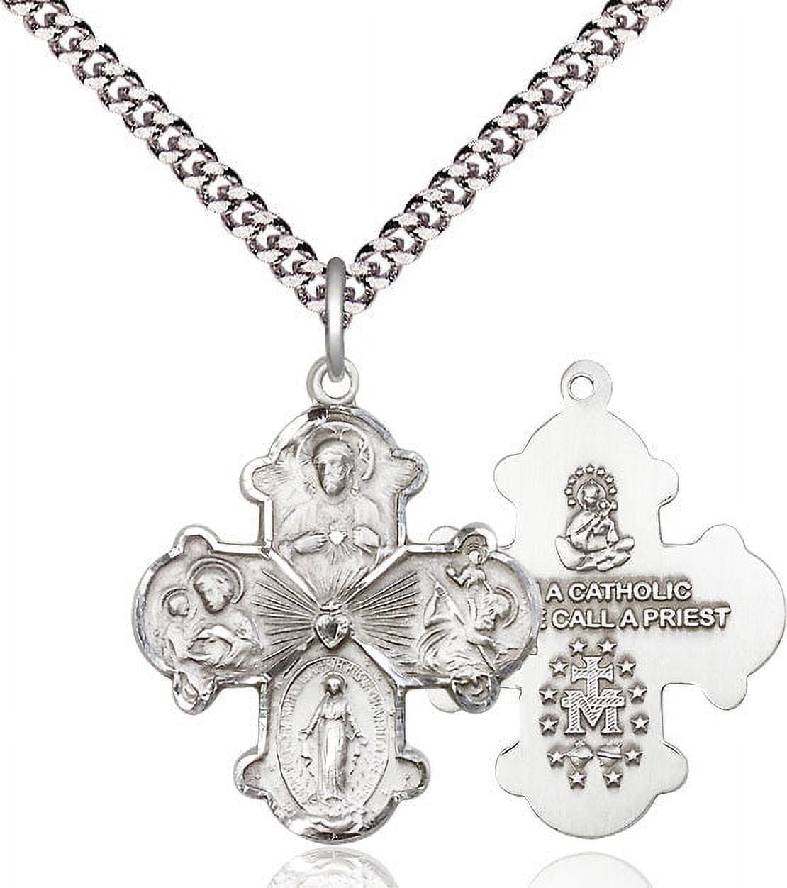 Extel Large Pewter Traditional Catholic 4-Way Cross Cruciform Pendant ...