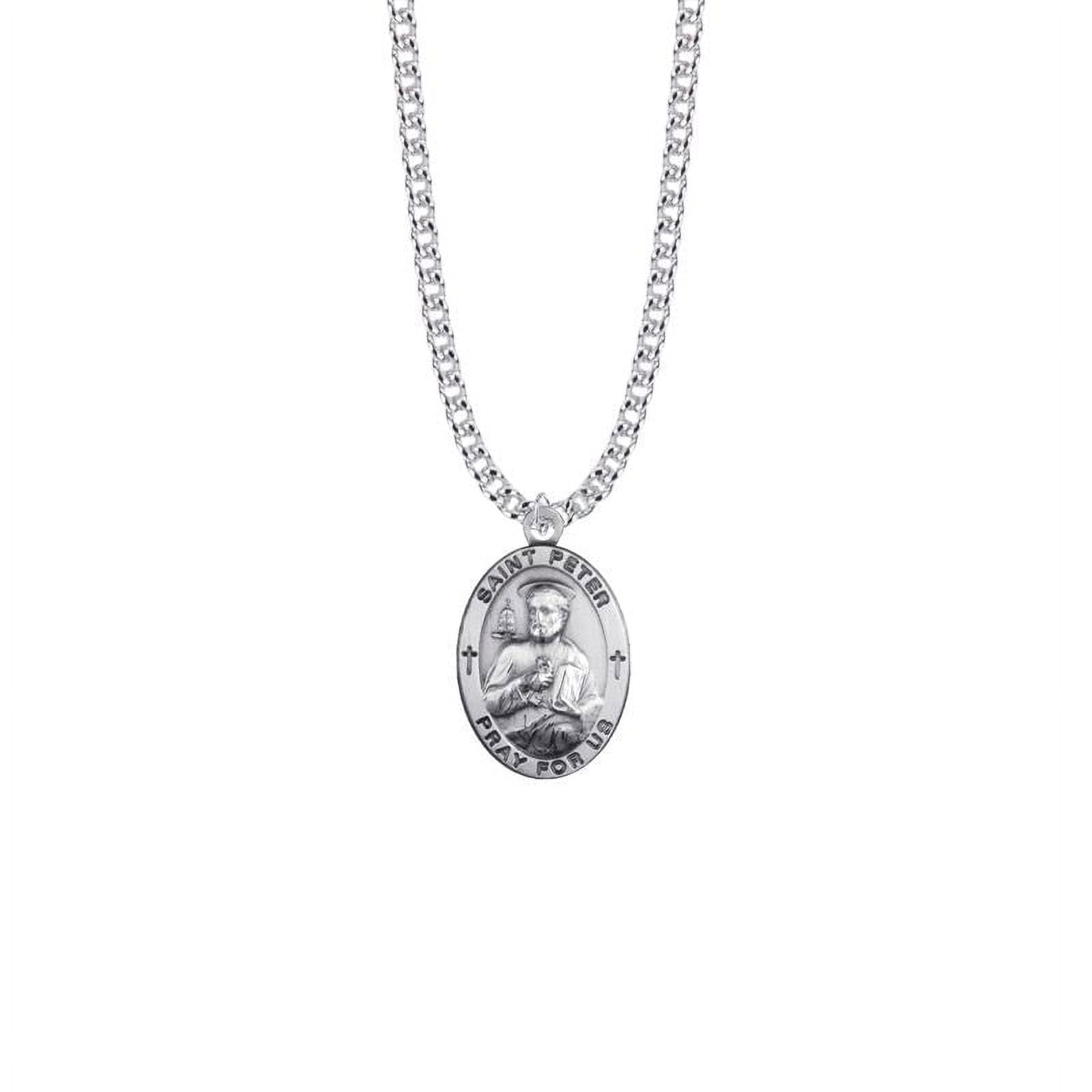 Extel Large Sterling Silver Oval St. Peter Medal Pendant, Patron Saint ...
