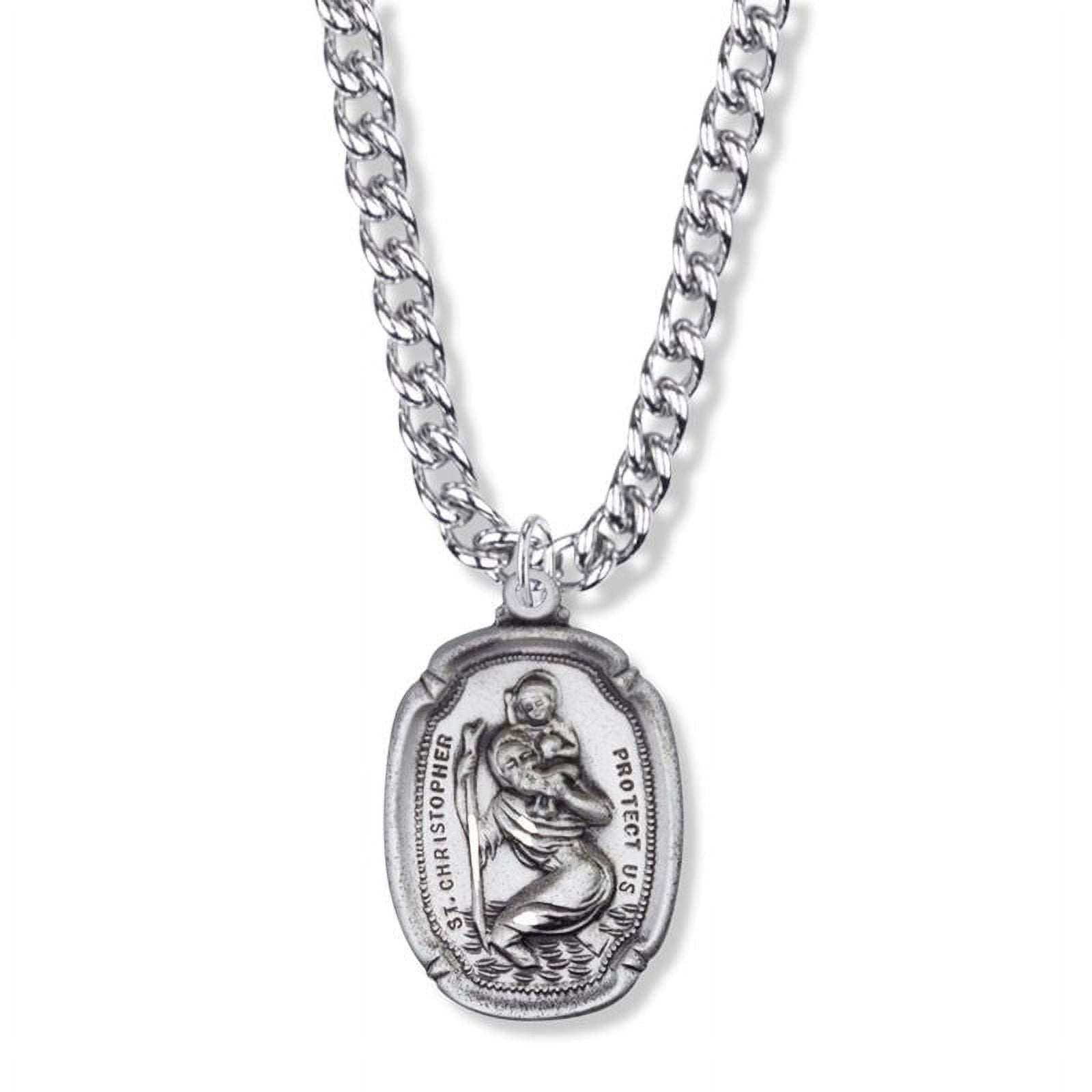 Extel Large Sterling Silver Shield St. Christopher Medal Pendant ...