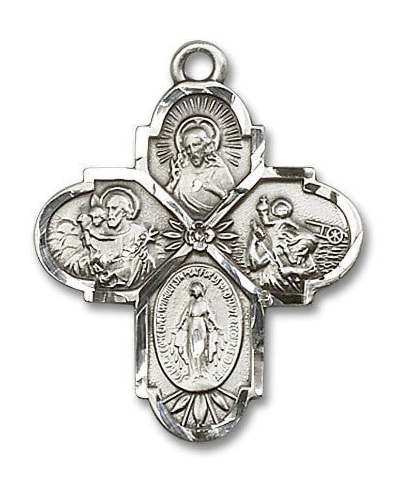 Extel Large Sterling Silver Traditional Catholic 4-Way Cross Cruciform ...