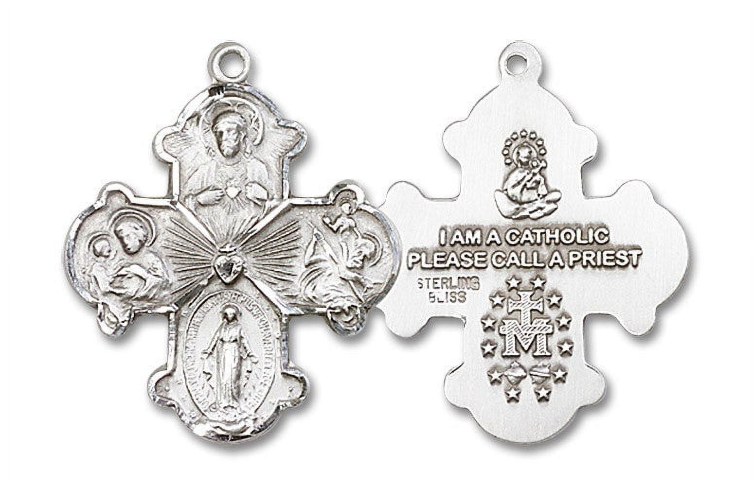 Extel Large Sterling Silver Traditional Catholic 4-Way Cross Cruciform ...