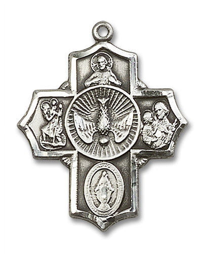 Extel Large Sterling Silver Traditional Catholic 5-Way Cross Cruciform ...