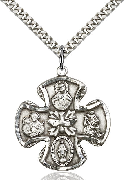 Extel Large Sterling Silver Traditional Catholic 5-Way Cross Cruciform ...