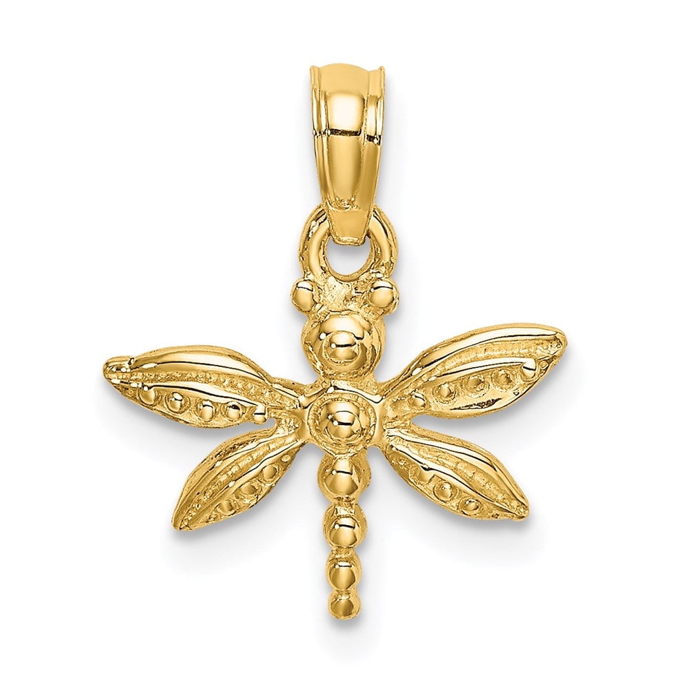 Extel Medium 14k Gold 2-D Mini Dragonfly with Solid Wings Charm, Made ...