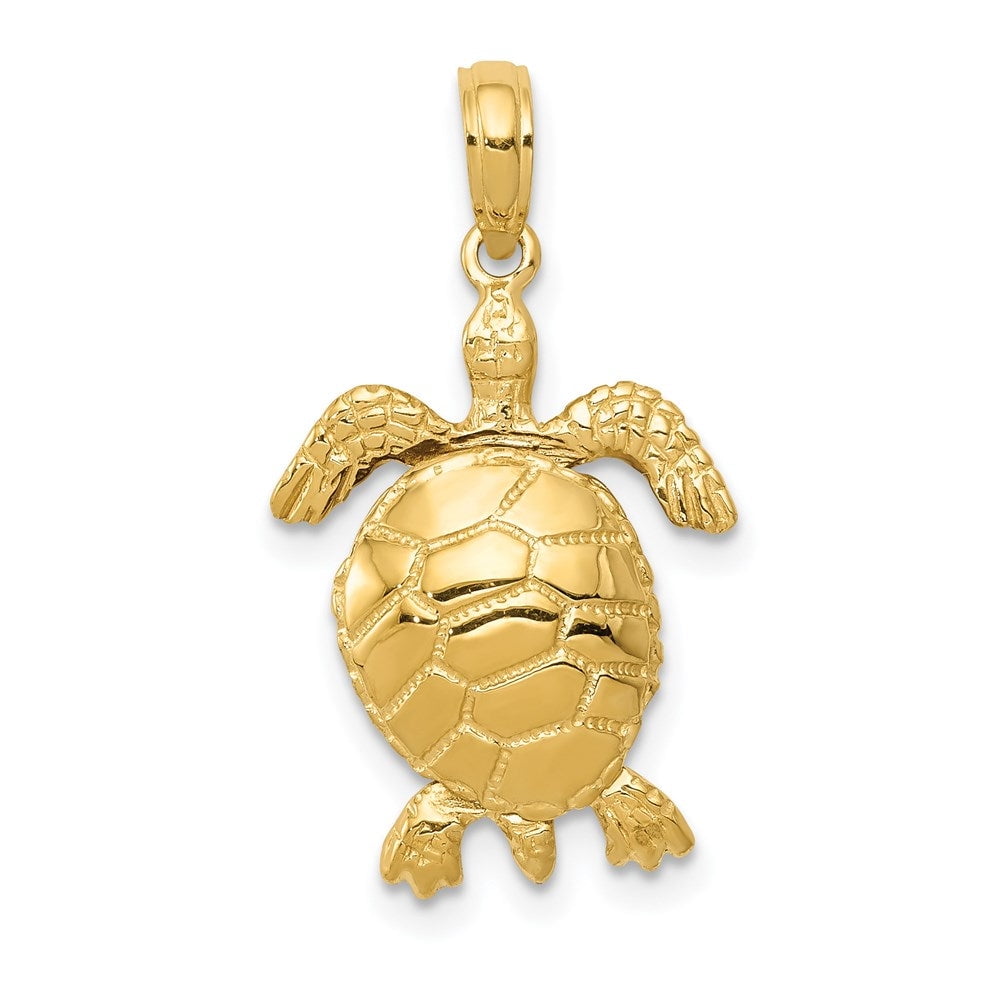 Extel Medium 14k Gold Solid Polished 3-Dimensional Moveable Turtle ...