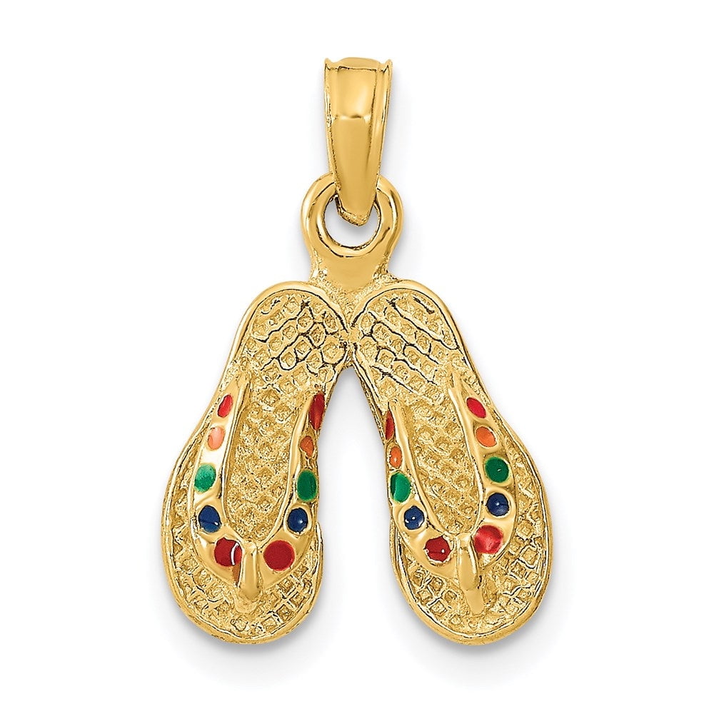 Extel Medium 14k Gold with Multi-Color Enamel Double Flip-Flop Charm ...