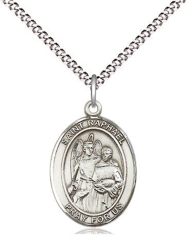 Extel Medium Oval Pewter St. Raphael the Archangel Pendant with 18 ...