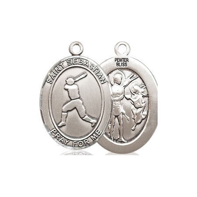 Extel Medium Pewter St. Sebastian Baseball Medal Pendant Necklace Charm ...