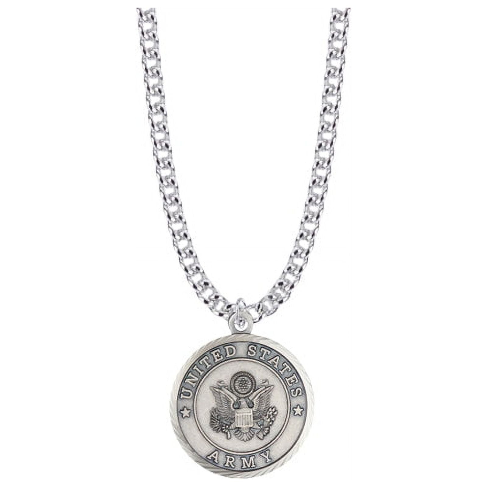 Extel Medium Round Nickel Silver U.S. Army Medal Pendant with Christ ...