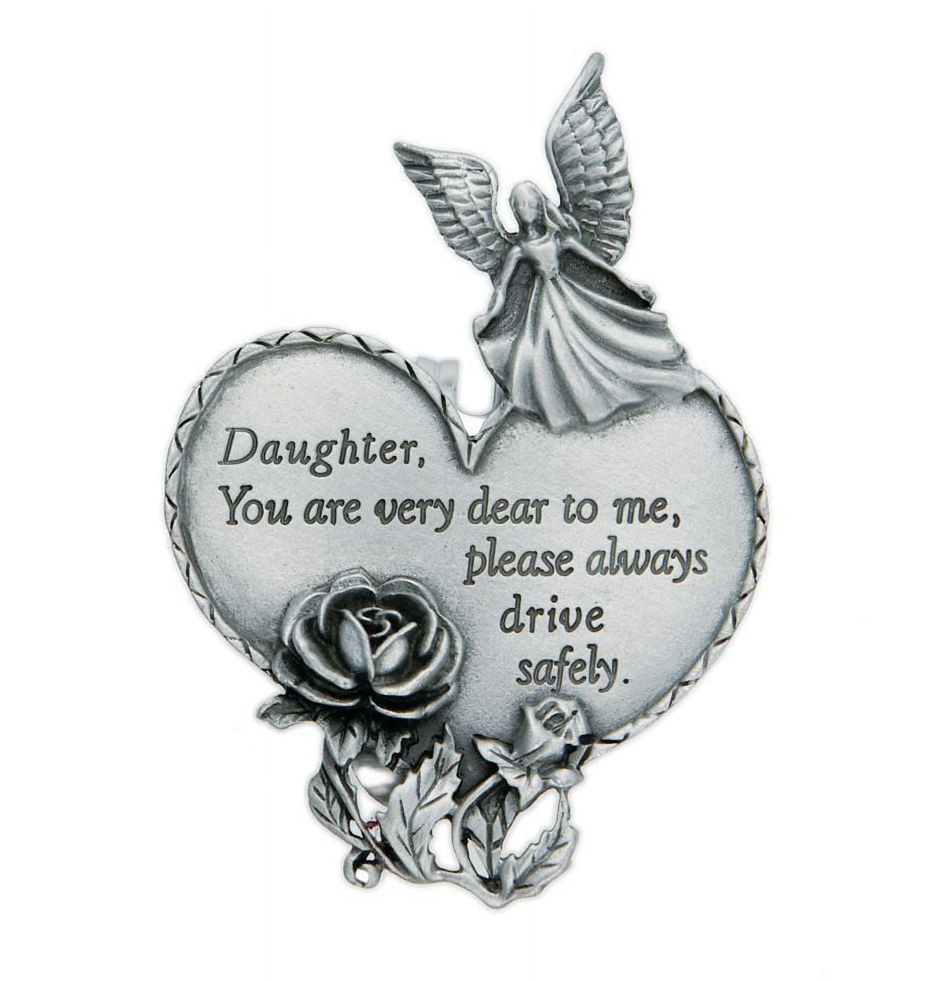 Extel Pewter Daughter "Drive Safely" Heart and Angel Sun Visor Clip for ...