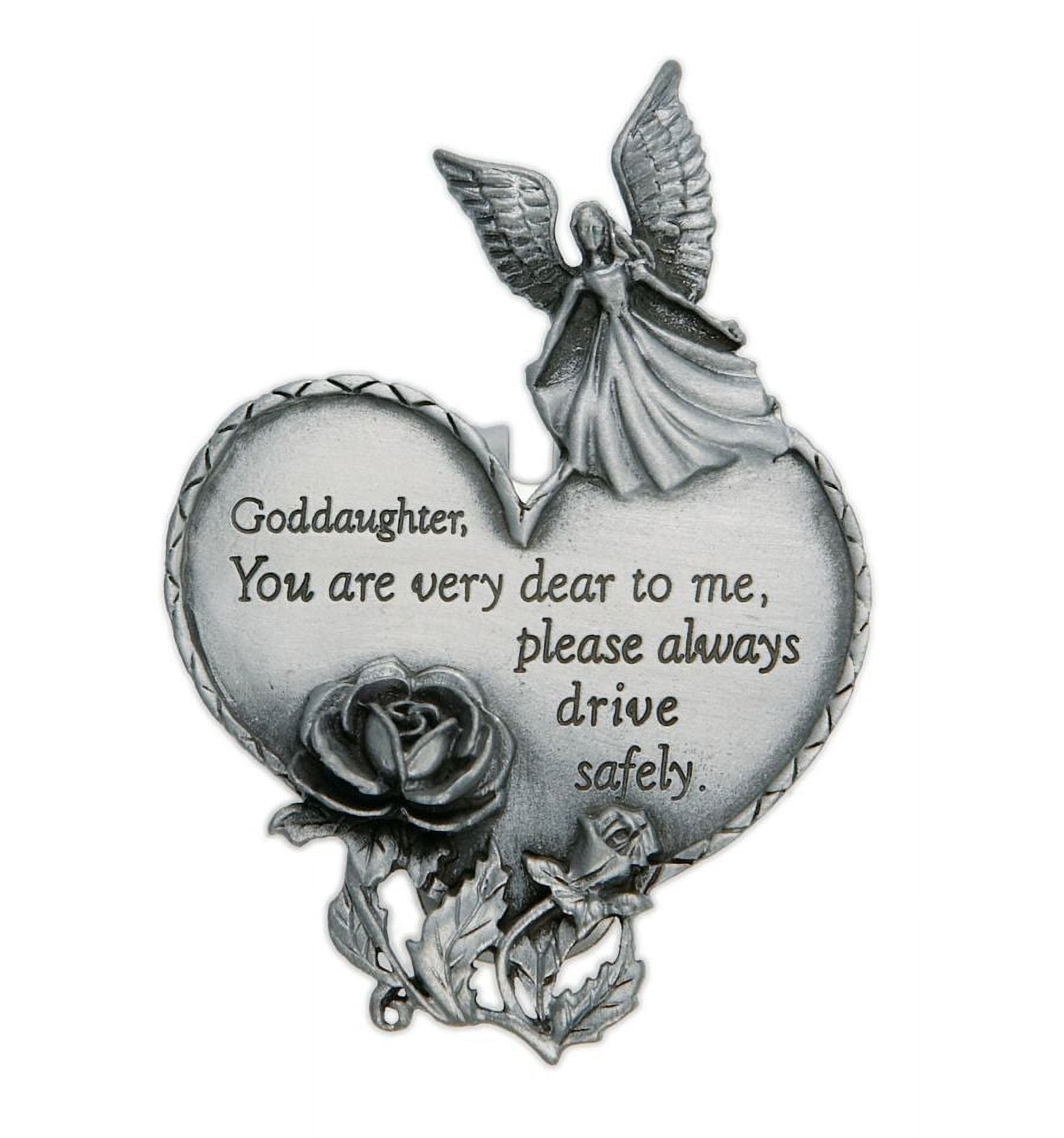 Extel Pewter Goddaughter "Drive Safely" Heart and Angel Sun Visor Clip ...