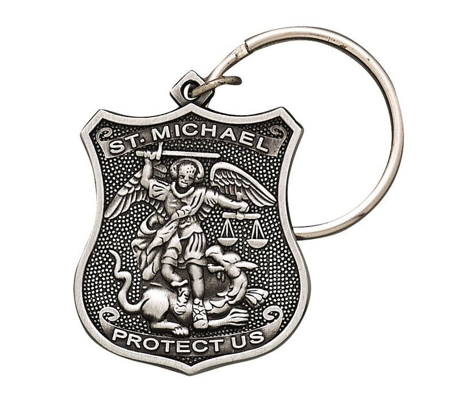 Extel Pewter St. Michael, Patron Saint of Police Shield Key Chain ...