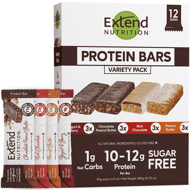 Extend Bar Protein Bars - Diabetic, Sugar Free, Keto Friendly, 4 Flavor ...