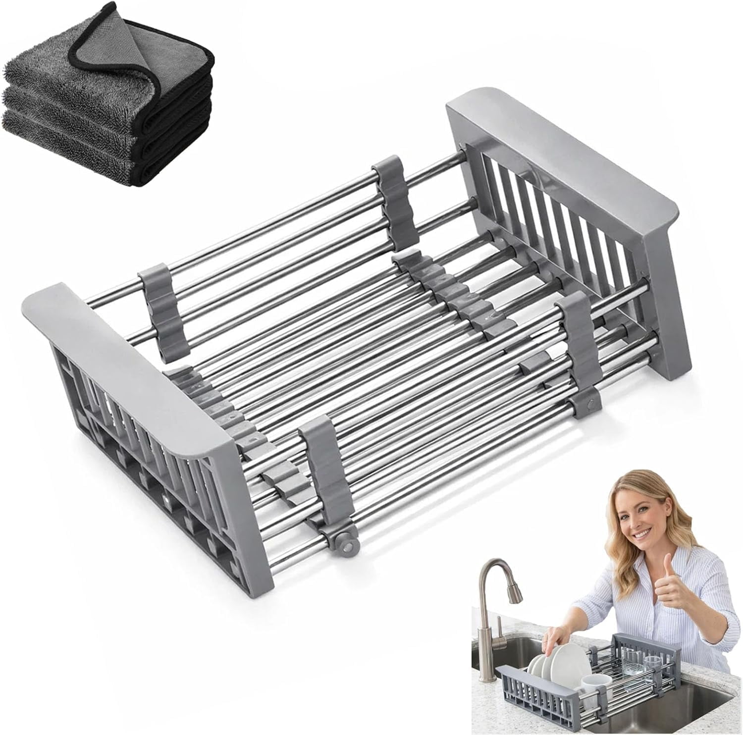 Extend Kitchen Sink Drain Basket Stainless, Adjustable Sink Strainer ...