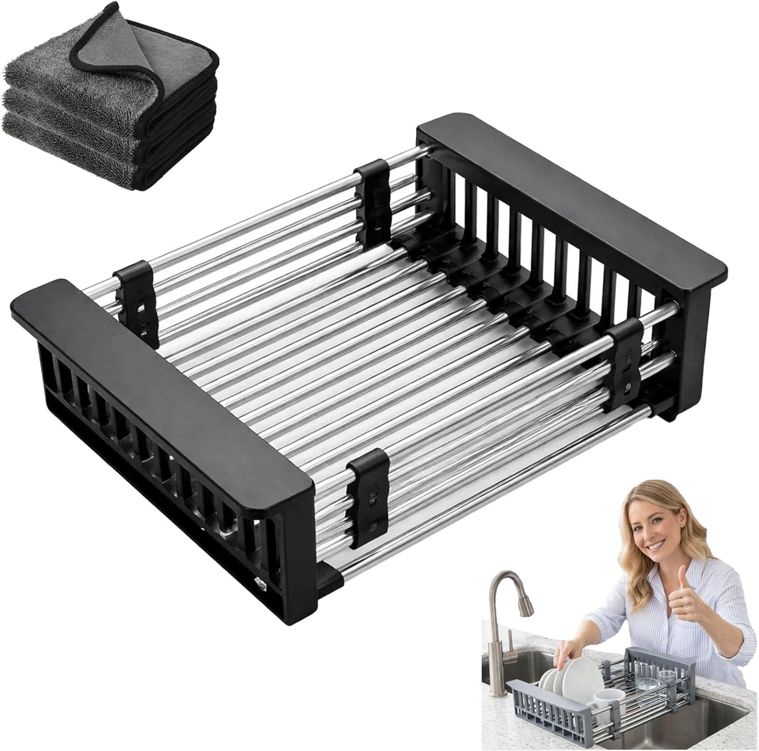 Extend Kitchen Sink Drain Basket Stainless, Adjustable Sink Strainer ...