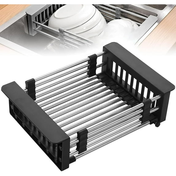 Extend Kitchen Sink Drain Basket,Stainless Steel Retractable Sink Rack ...