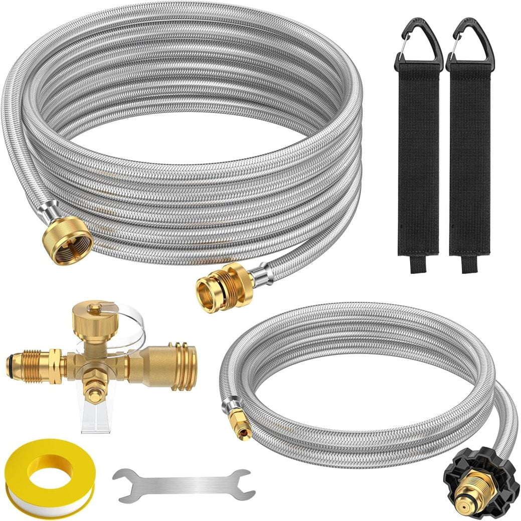 Extend a Stay RV Propane Kit, Propane Gas Brass Tee Adapter with 4 Port ...