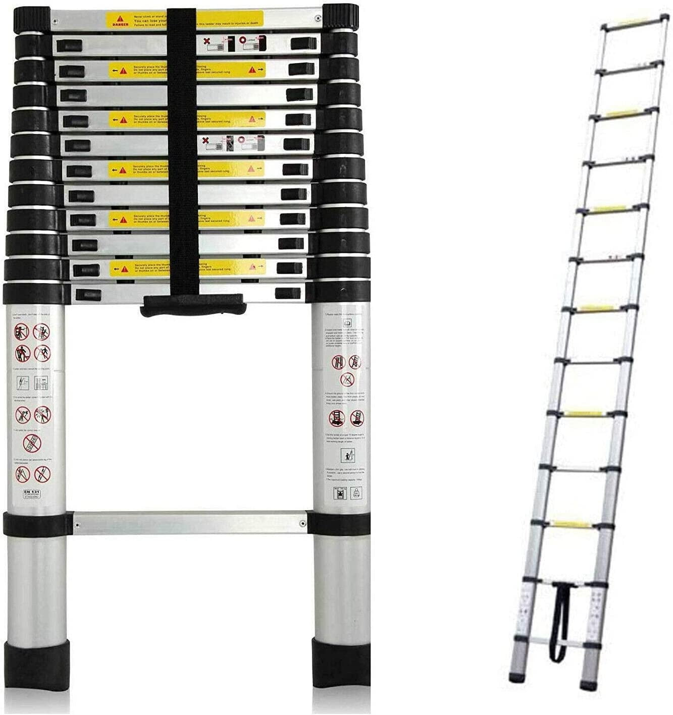 Extend Telescoping Ladder 12.5 ft 330lb Heavy Duty Aluminum Extension ...