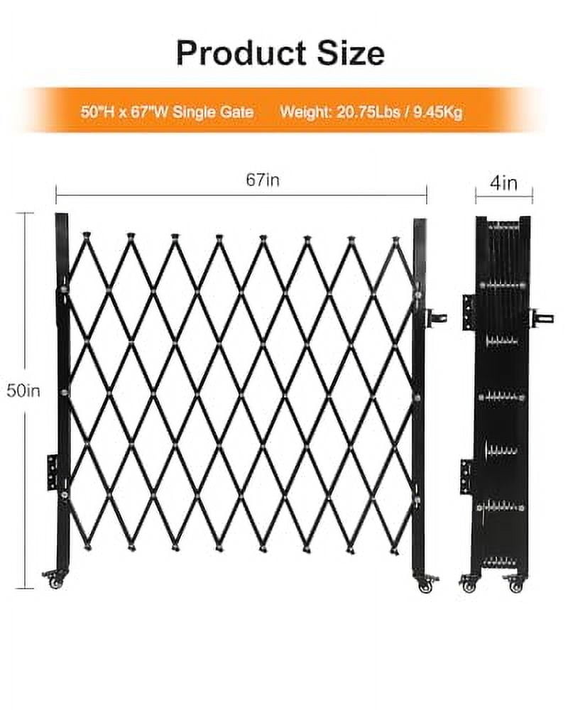 Extendable Aluminum Fence 85" H x 85" W Single Foldable Security Gate ...