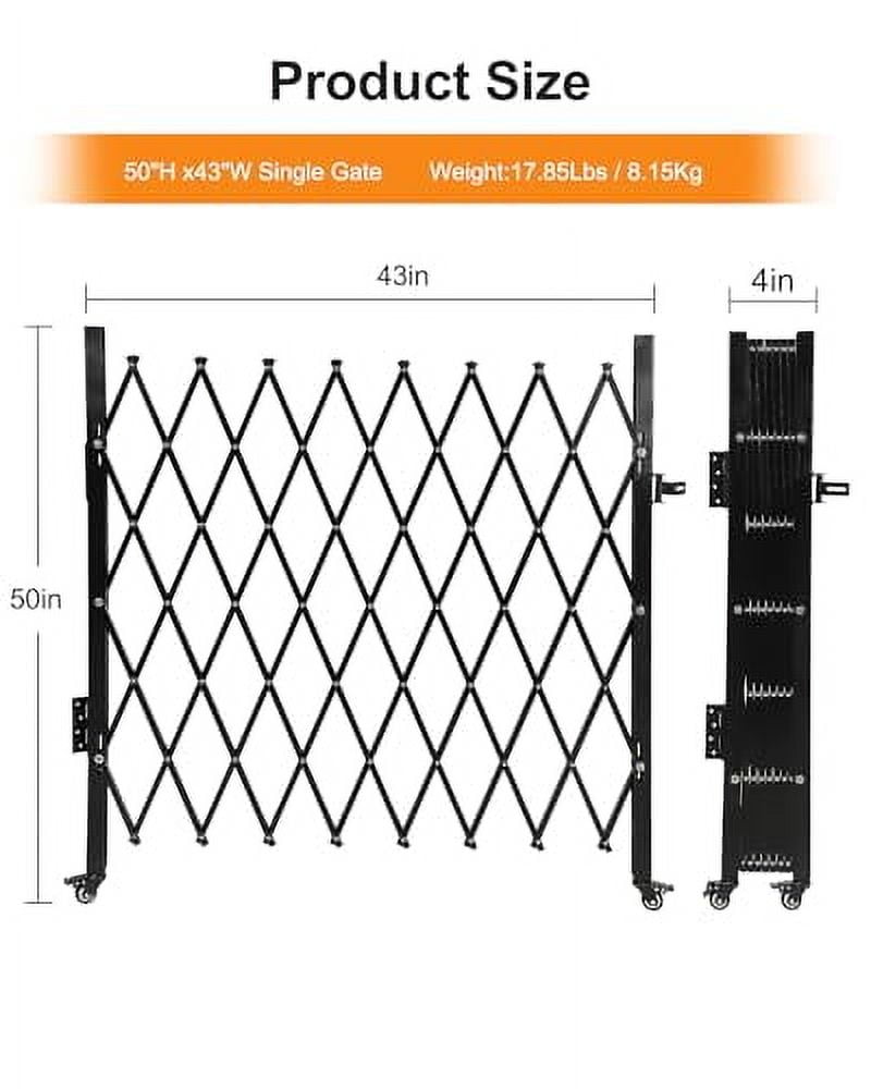Extendable Aluminum Fence 85" H x 85" W Single Foldable Security Gate ...