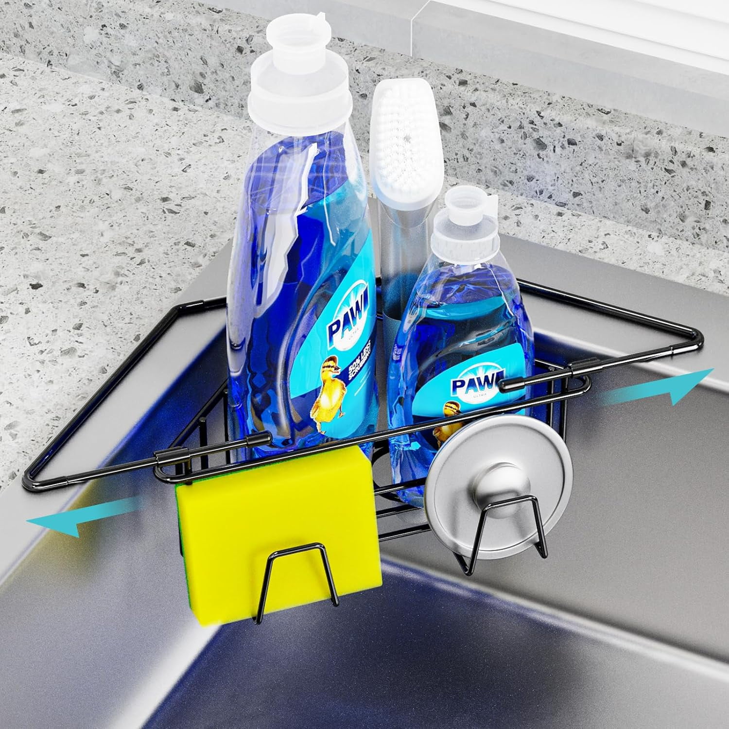 Extendable Arm Stainless Steel Kitchen Sink Corner Caddy, Easy Install ...