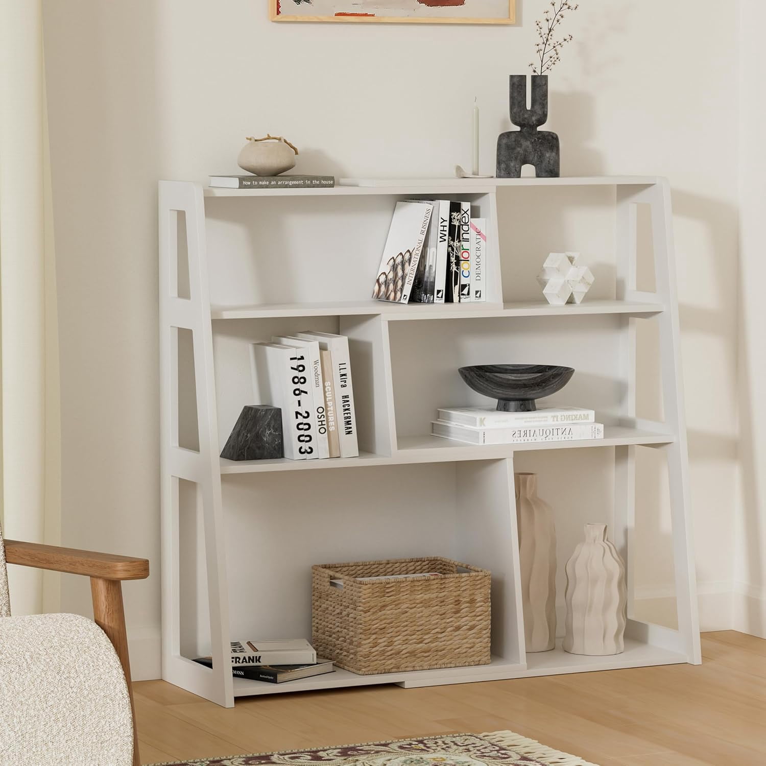 Extendable Bookshelf, 4 Tier Wooden Bookcase with Open Shelf Units ...