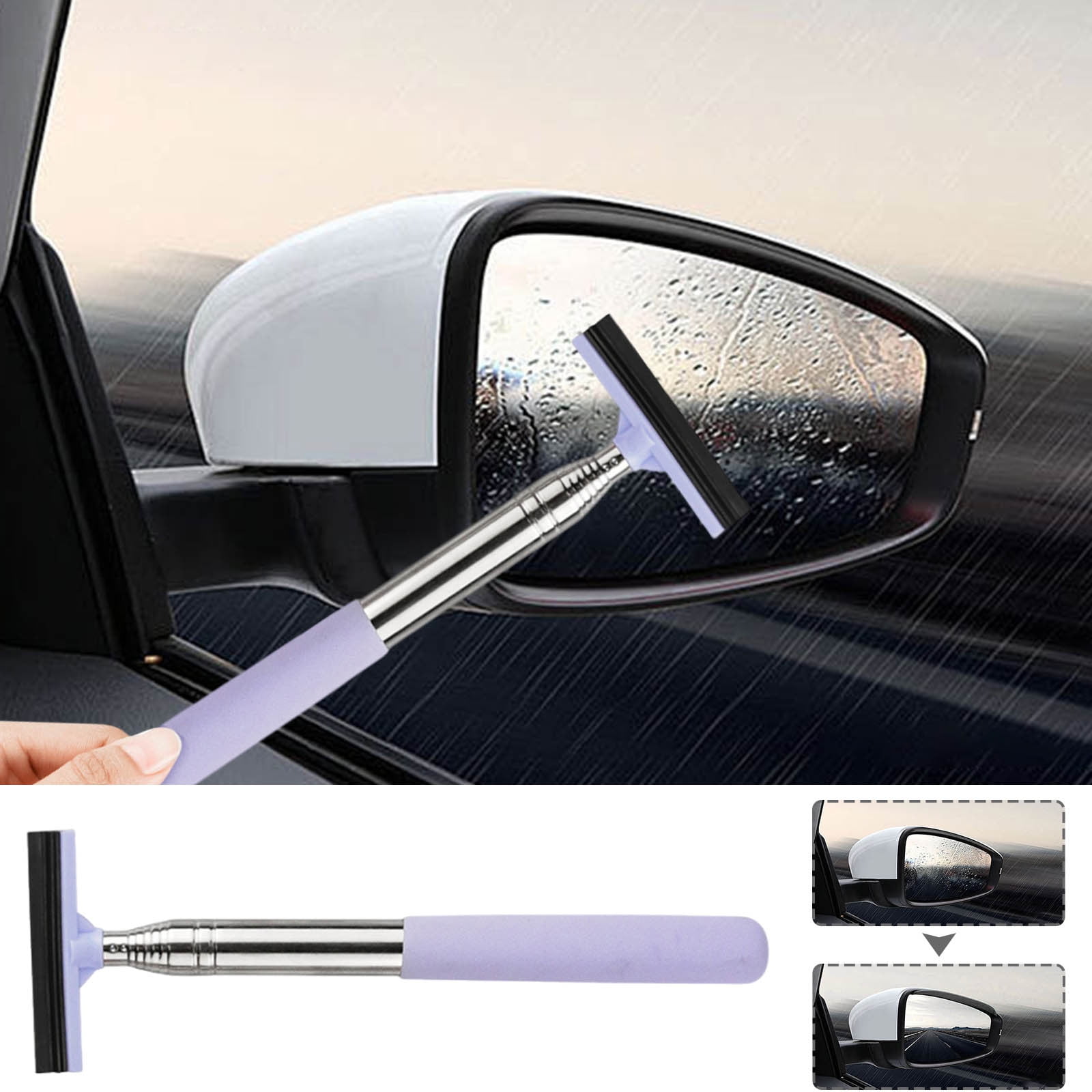 Extendable Car Mirror Wiper with Telescopic Handle, Retractable Water ...