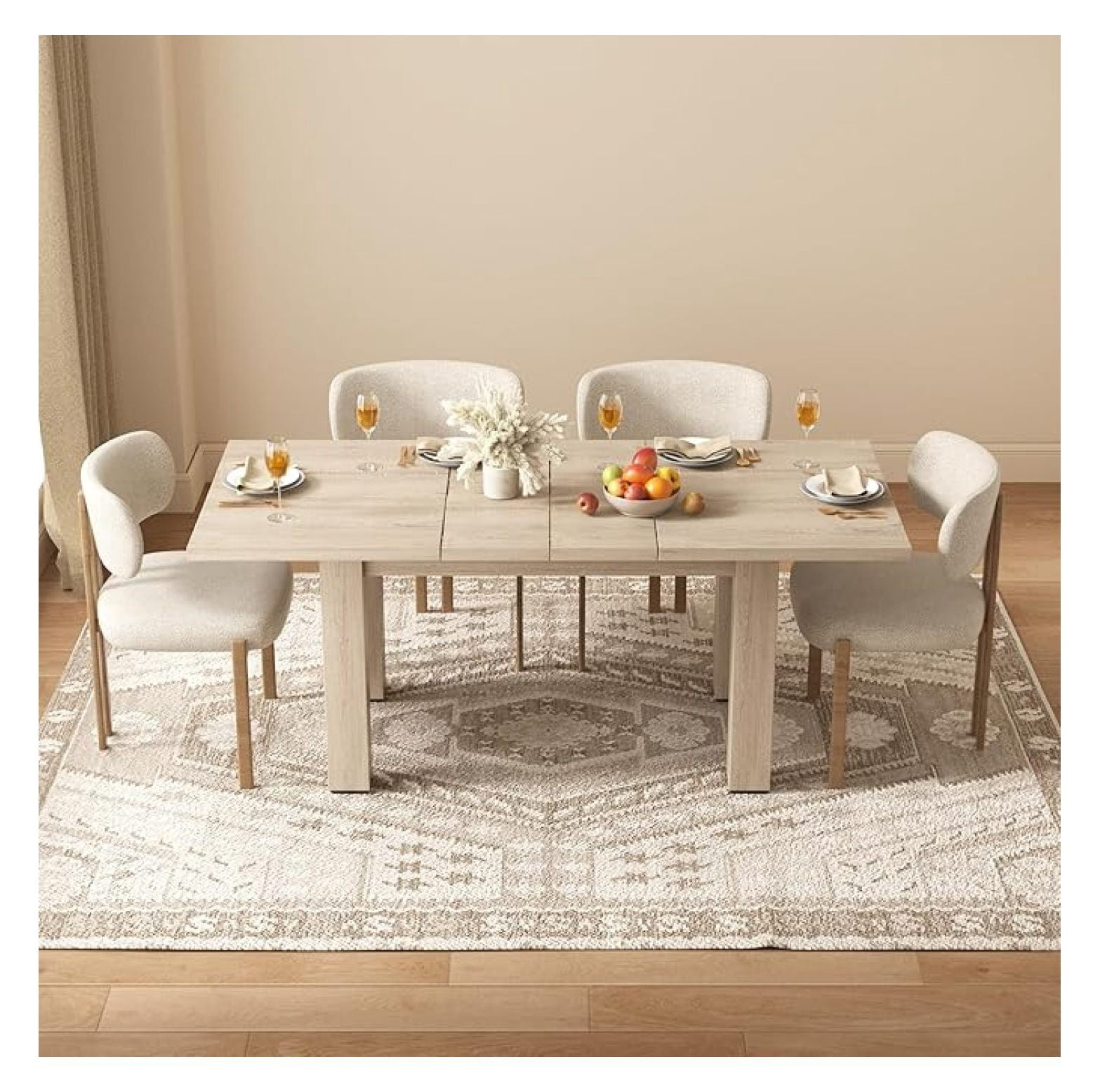 Extendable Dining Room Table, 55'' to 78'' Rustic Expandable Rectangle ...