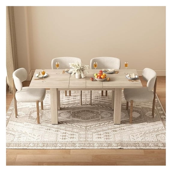 Extendable Dining Room Table, 55'' to 78'' Rustic Expandable Rectangle ...