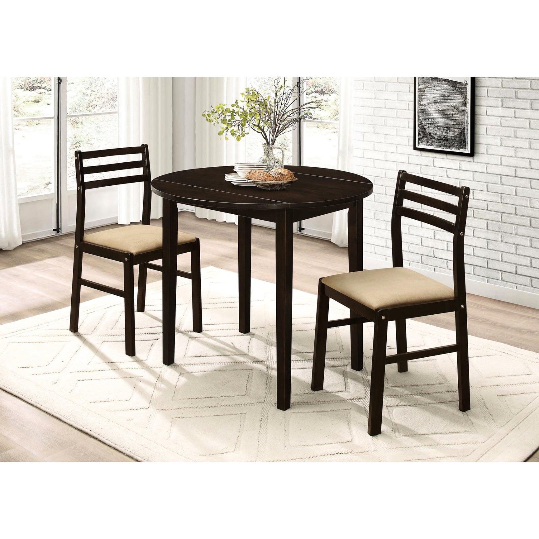 Extendable Dining Set for Small Spaces / Cappuccino Table, Ladder Back ...