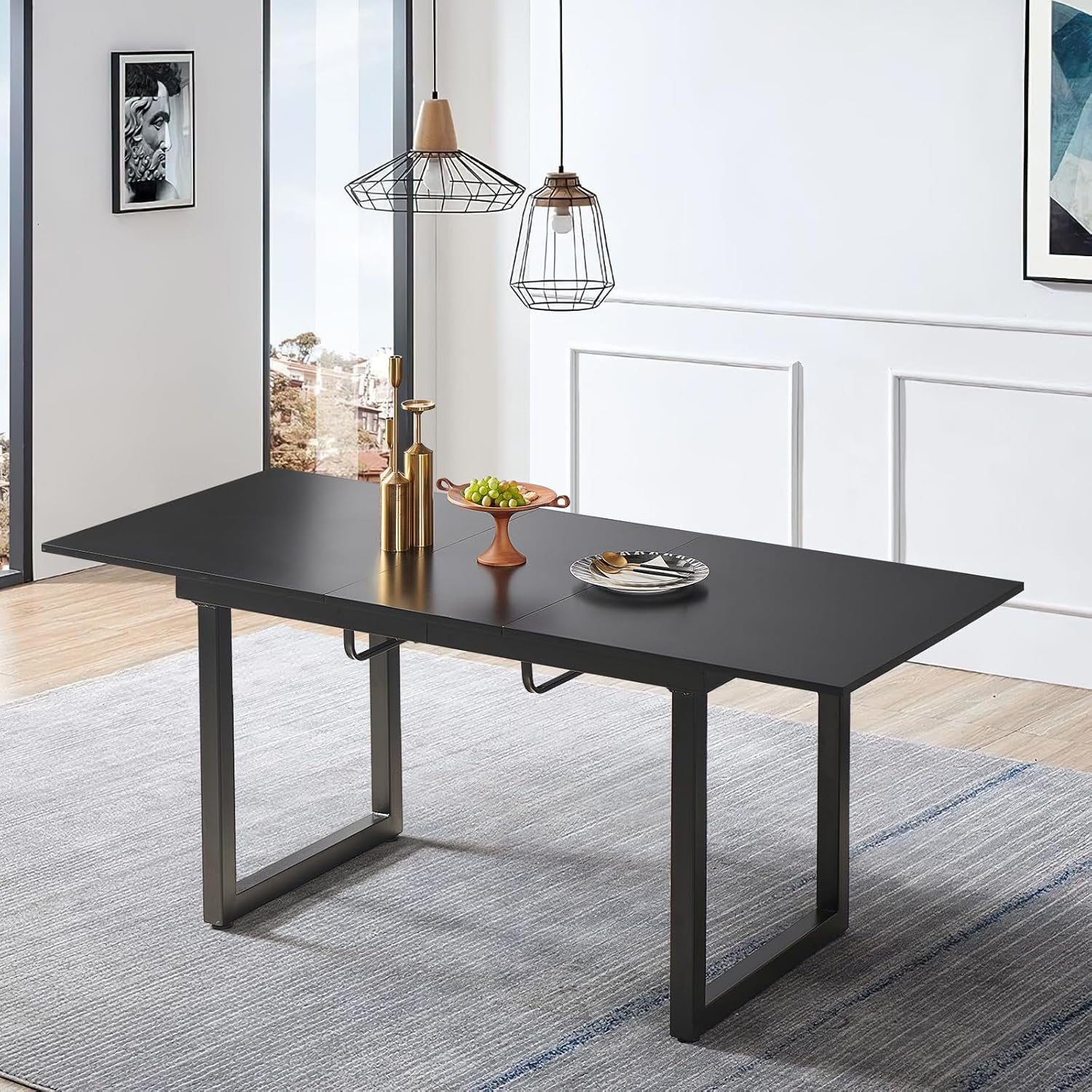 Extendable Dining Table for 4-8 Person, Extendable from 55" to 71 ...