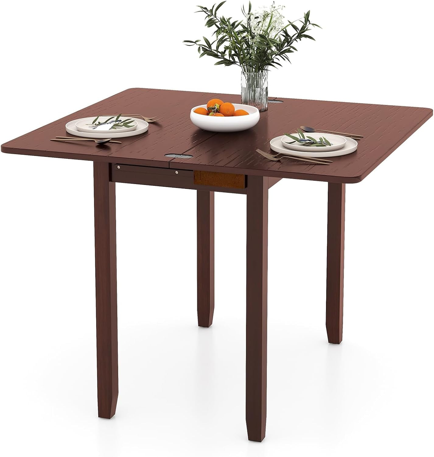Extendable Dining Table for 4, Folding Kitchen Table with Storage ...