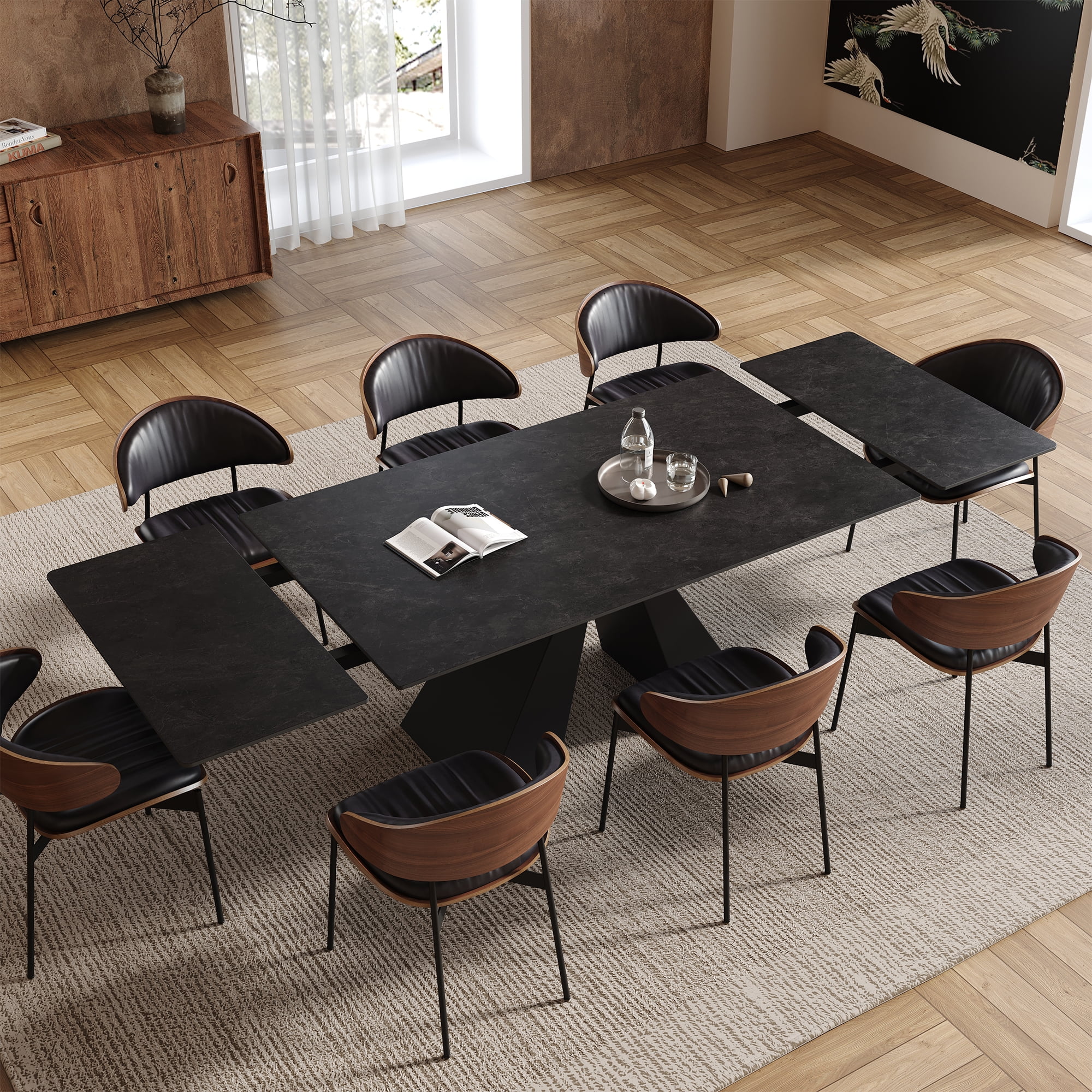 Extendable Dining Table for 6-12, Modern Extendable Dining Room Table ...