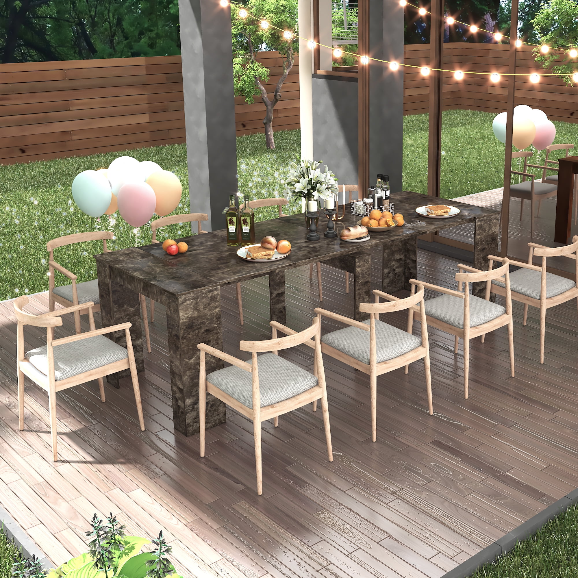 Extendable Dining Table, Marble Console Table with Extensions for ...