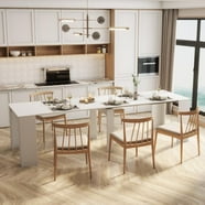 "Jiexi 46.4"" Round Dining Table for 4-6 Person, Mid Century Modern ...