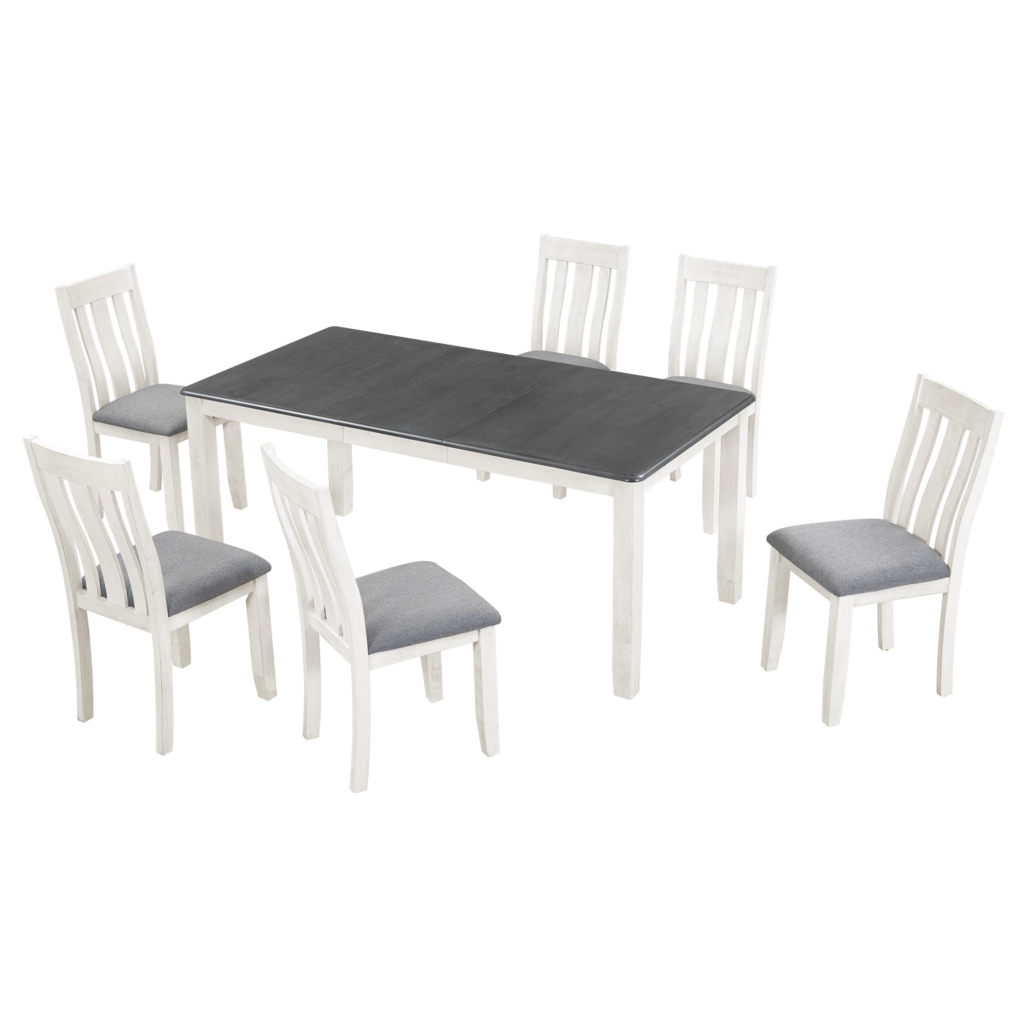 Extendable Dining Table Set, 7 Piece Dining Set with 6 Upholstered ...
