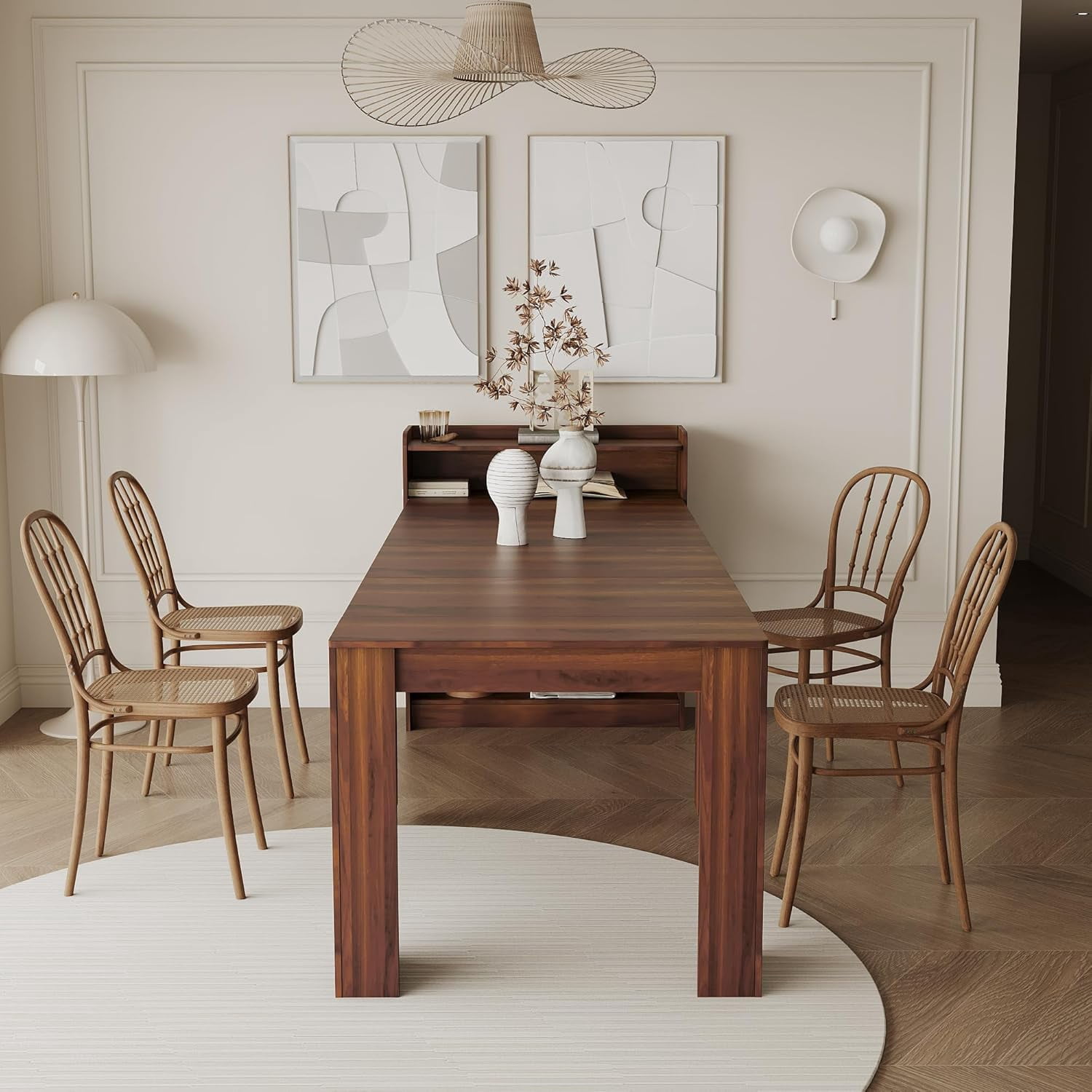 Extendable Dining Table with Storage, Modern Rectangular 20.6"-98 ...