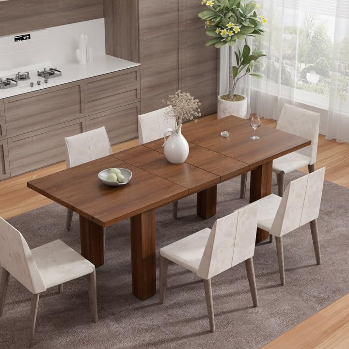 Extendable Dining Table for 6-10 Person, 55'' to 78'' Modern Expandable ...