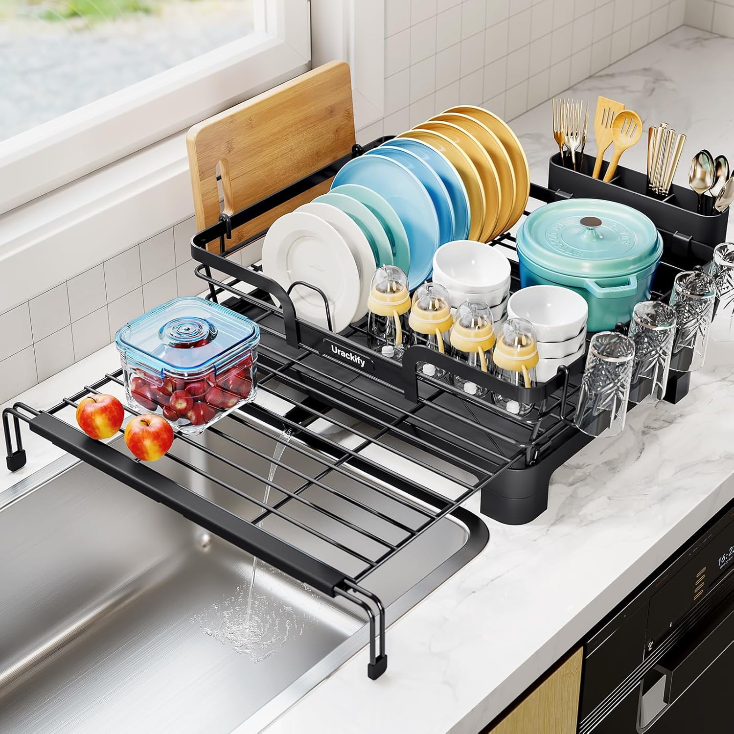 Extendable Dish Drying Rack, 2 in 1 Multifunction Dish Rack for Kitchen ...