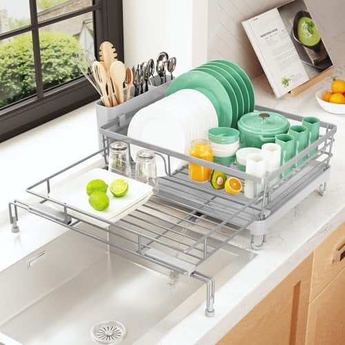 Extendable Dish Drying Rack - Rust-Resistant Dish Racks for Kitchen ...