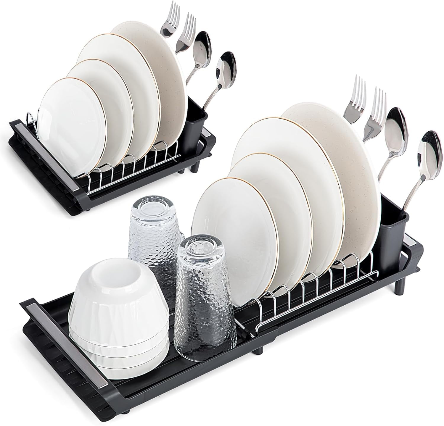 Extendable Dish Drying Rack, Small Dish Rack, Compact Dish Drainer ...