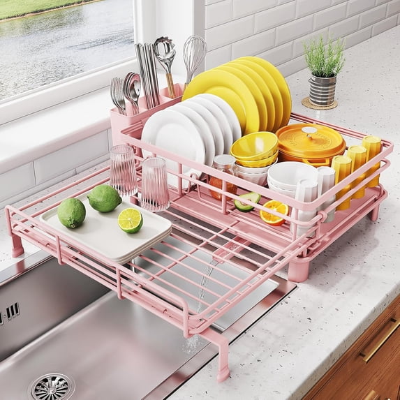 Extendable Dish Drying Rack for Kitchen Sink, Large Stainless Steel ...