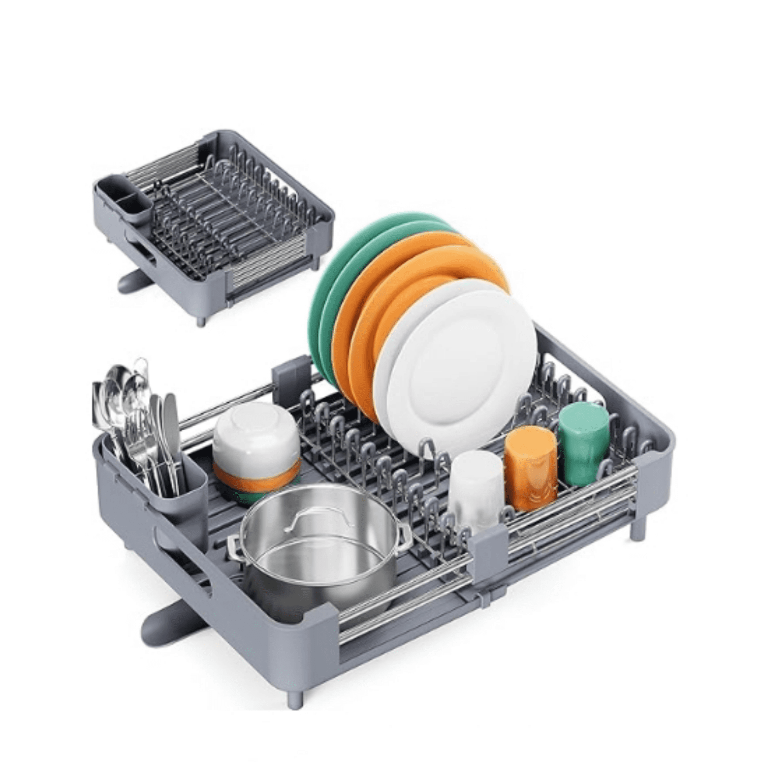 Extendable Dish Rack, Dual Part Dish Drainers with Non-Scratch and ...