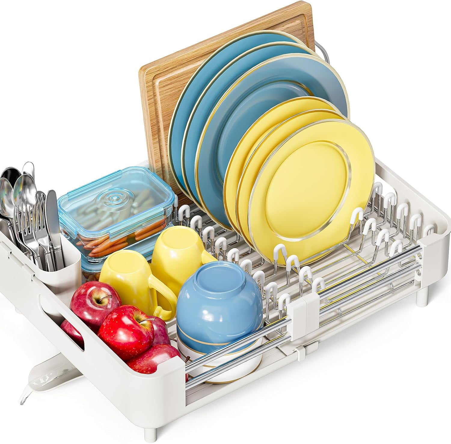 Extendable Dish Rack, Dual Part Dish Drainers with Non-Scratch and ...