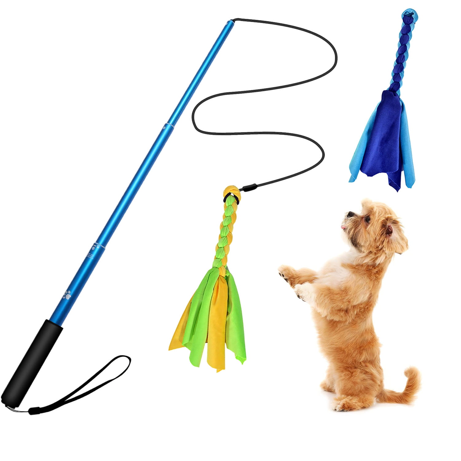 Extendable Dog Flirt Pole Interactive Dog Rope Toy w/ Lure Chewing Toy ...