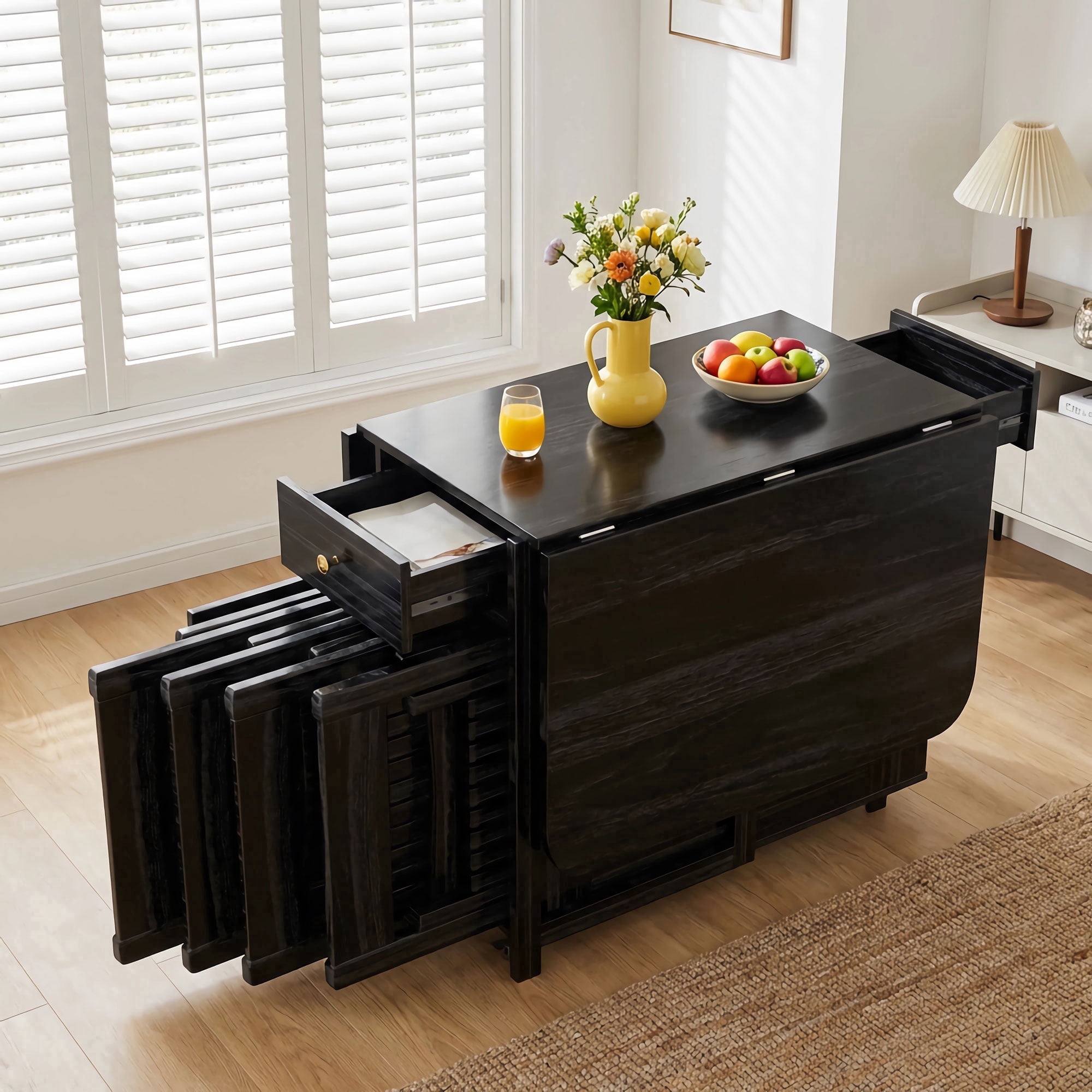 Extendable Drop Leaf Folding Dining Table Space Saving Living Room ...